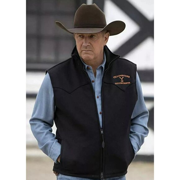Jackets & Coats | Yellowstone Dutton Ranch Sleeveless Vest Distressed ...